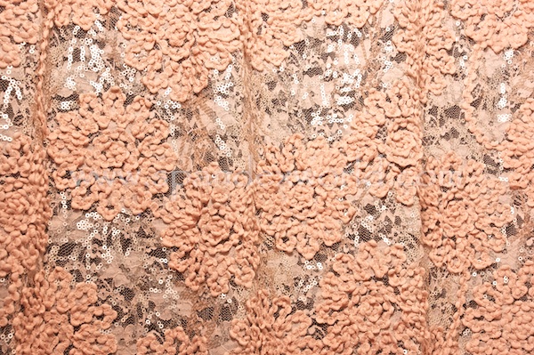 Stretch Sequins Lace (Peach/Peach)